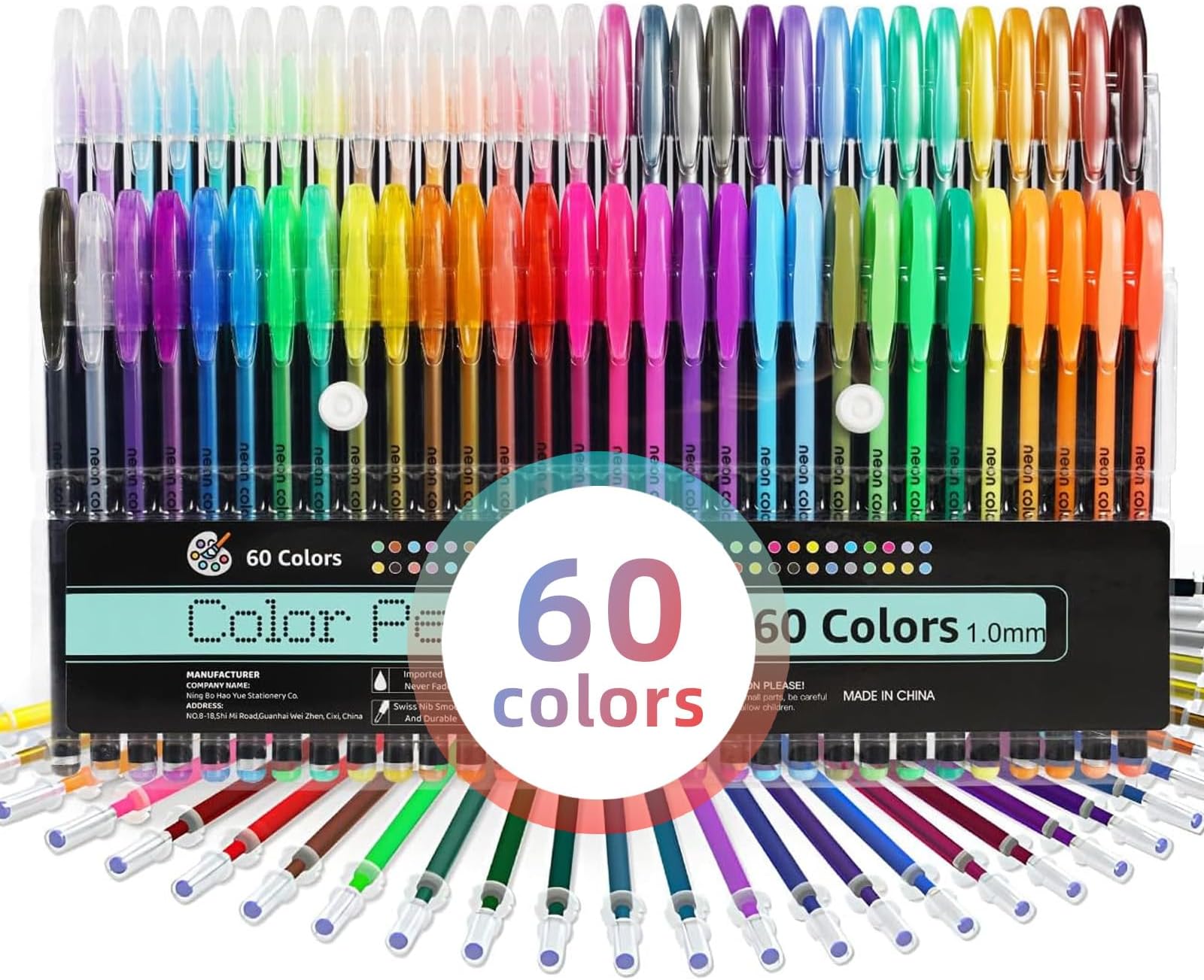 IRUEJFSR-Plumas de colores de 60 colores, 4 efectos de escritura, punta ...