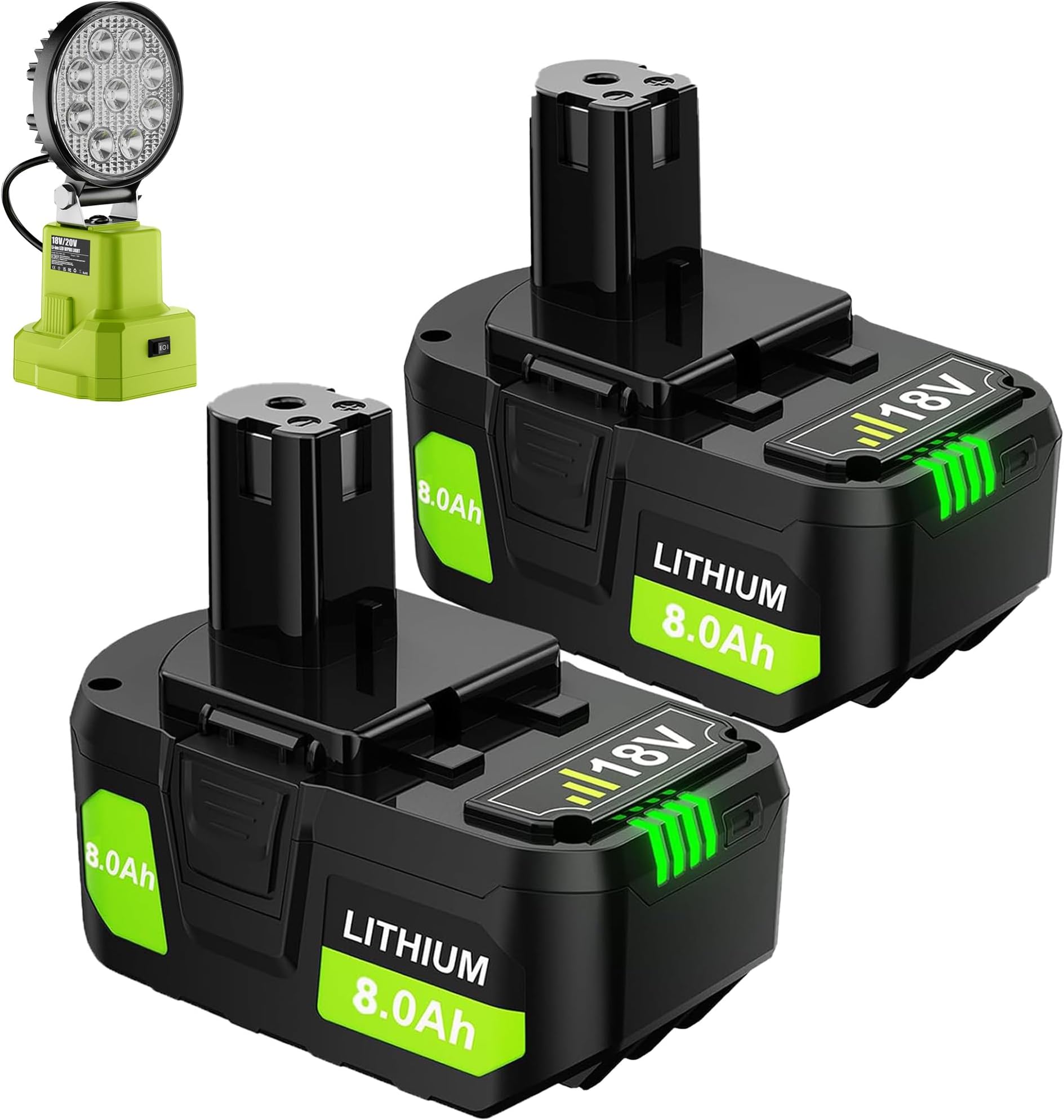 2X 18V 8.0Ah/8000mAh Replacement Battery for Ryobi One+ Battery ...