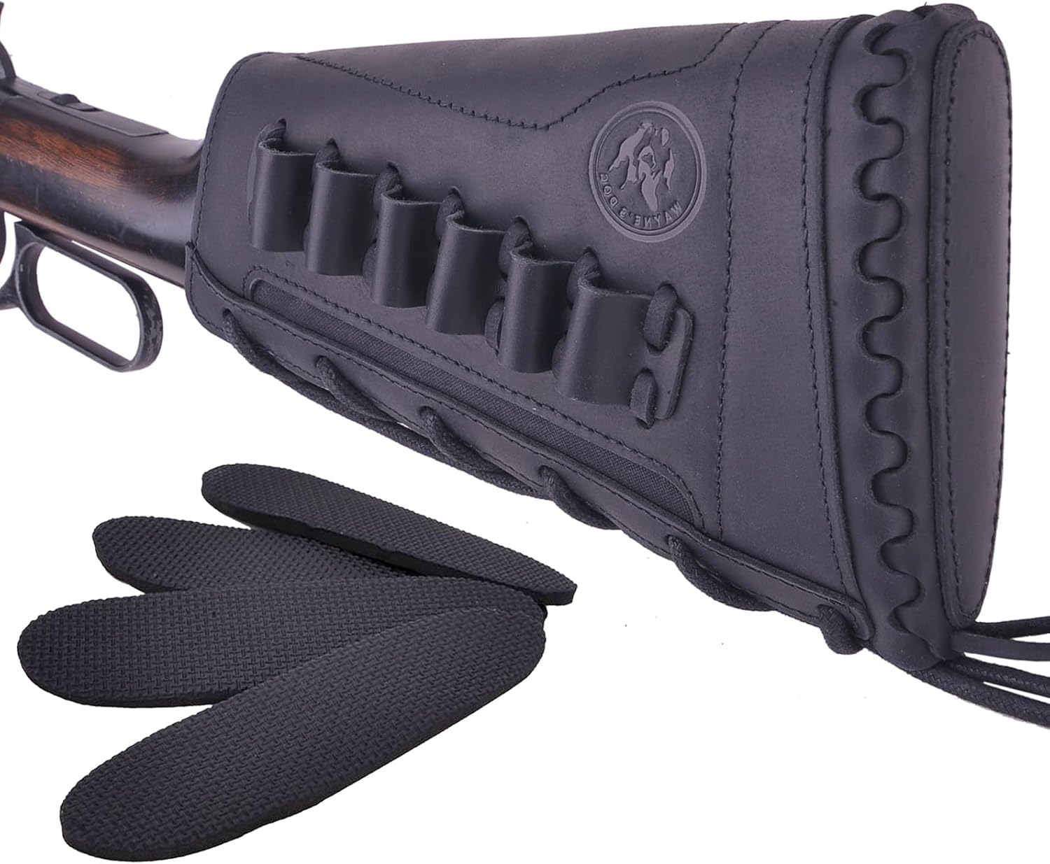 Leather Buttstock Cheek Rest with Rifle Ammo Holder for.308, 30-30, 357 ...