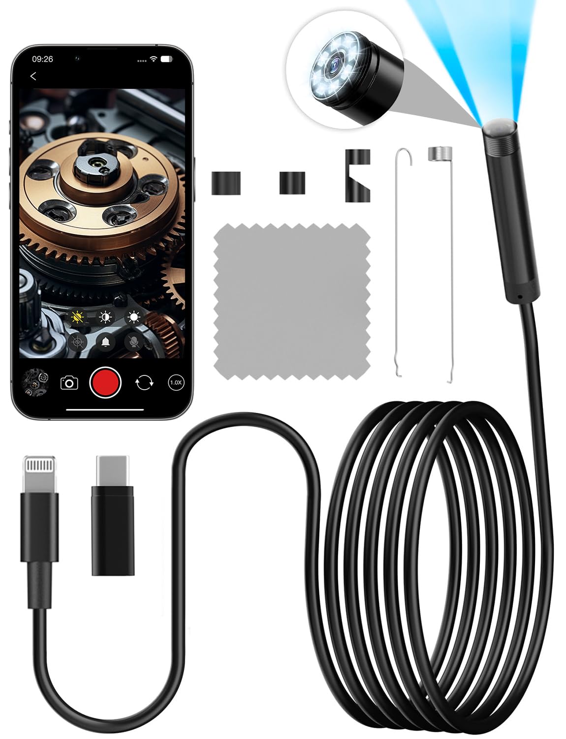 Amazon.com: Endoscope Camera, Endoscope Camera with Light 1920P HD with ...