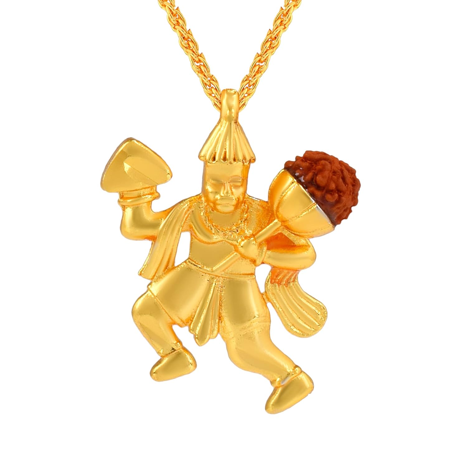 Buy DULCI Gold Plated Brass Hanuman Charm Rudraksha Beads Bajrang Bali ...