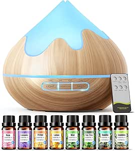 Huinnethrey Aroma Diffuser with 8 Essential Oils Gift Set, 500ml ...