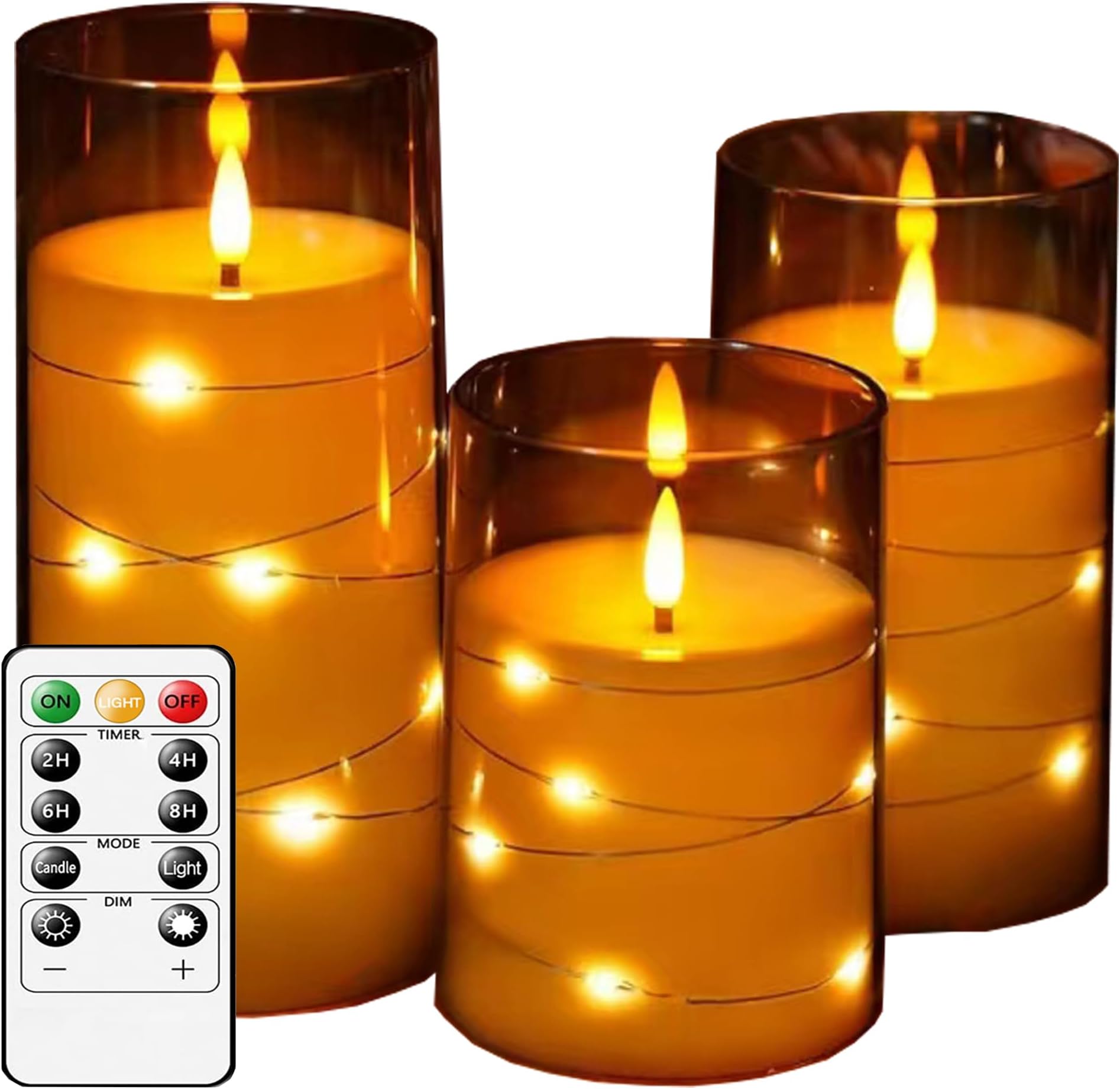 Szycdkj 3Pcs Flameless Candles, LED Fake Candles, Battery Operated ...