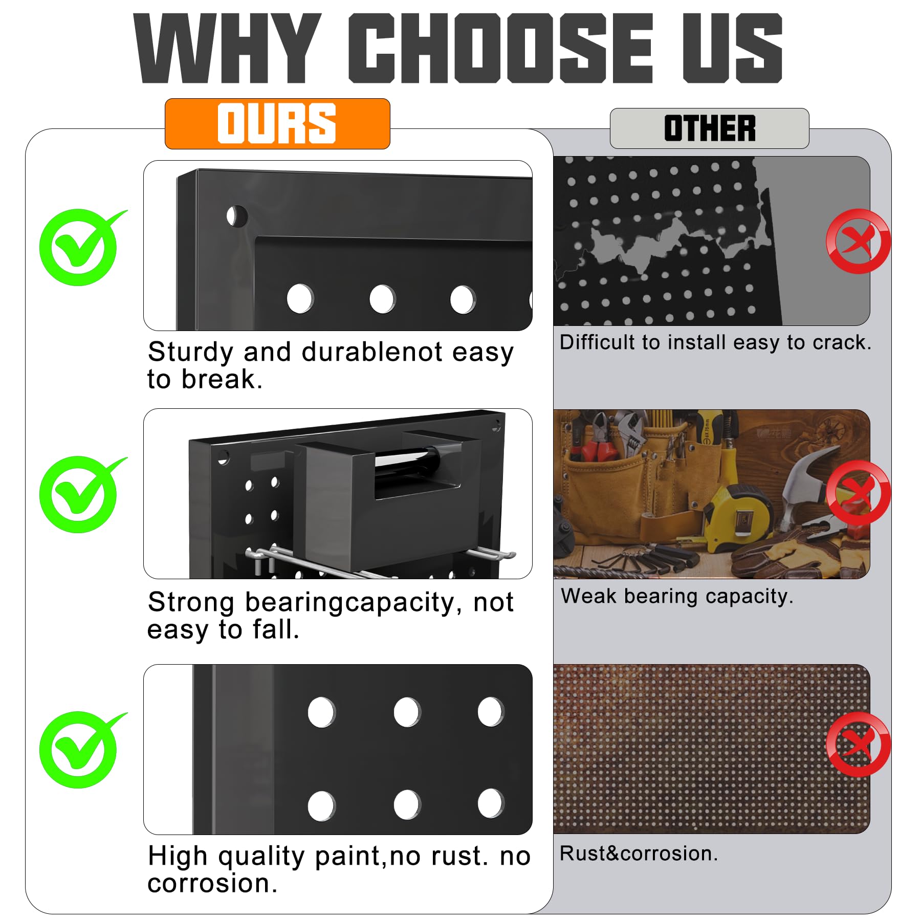 Snapklik.com : Chinrose Metal Pegboard Storage System, Garage Wall ...