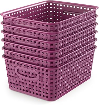 Amazon.com: Rinboat Mixed Color Rectangle Storage Baskets, Plastic ...