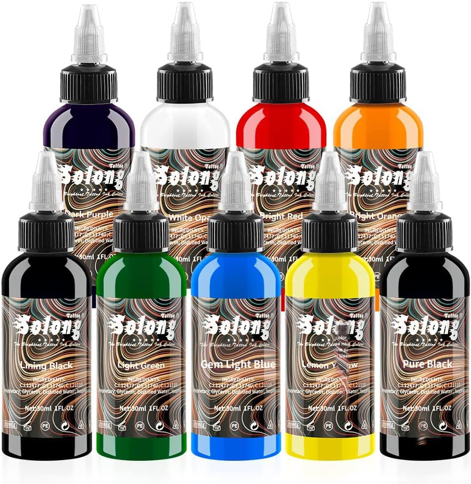 Amazon.com: 9PCS Tattoo Ink Color Set, 1oz (30ml) Tattoo Supply USA ...