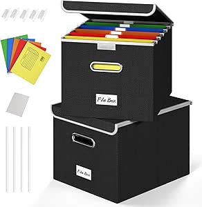 Amazon.com: Forlogic File Box Organizer with lid, Collapsible Linen ...