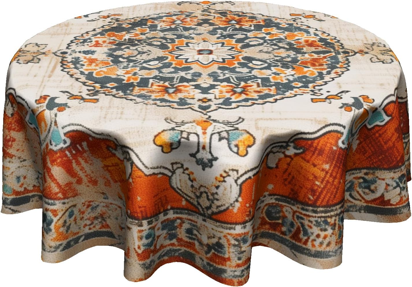 Amazon.com: Giwawa Boho Orange Round Tablecloth 60 Inch Antique Ethnic ...