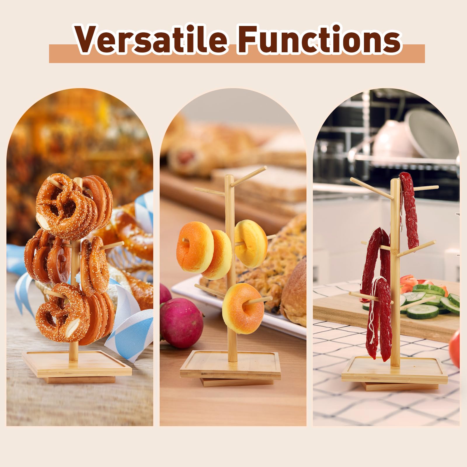 Pretzel Decor Rotating Pretzel Display Stand - Wooden Tree-Shaped Rack ...
