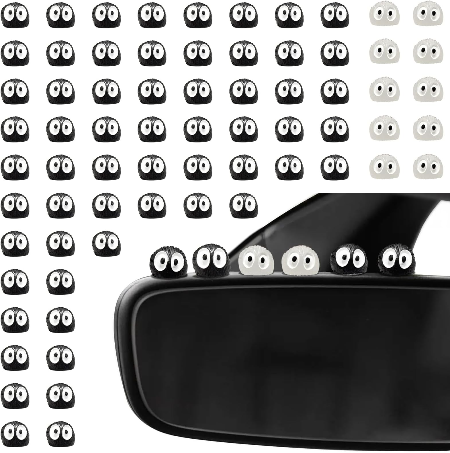 Amazon.com: 60Pcs Soot Sprites Car Mirror Decorations - 50 Black & 10 ...