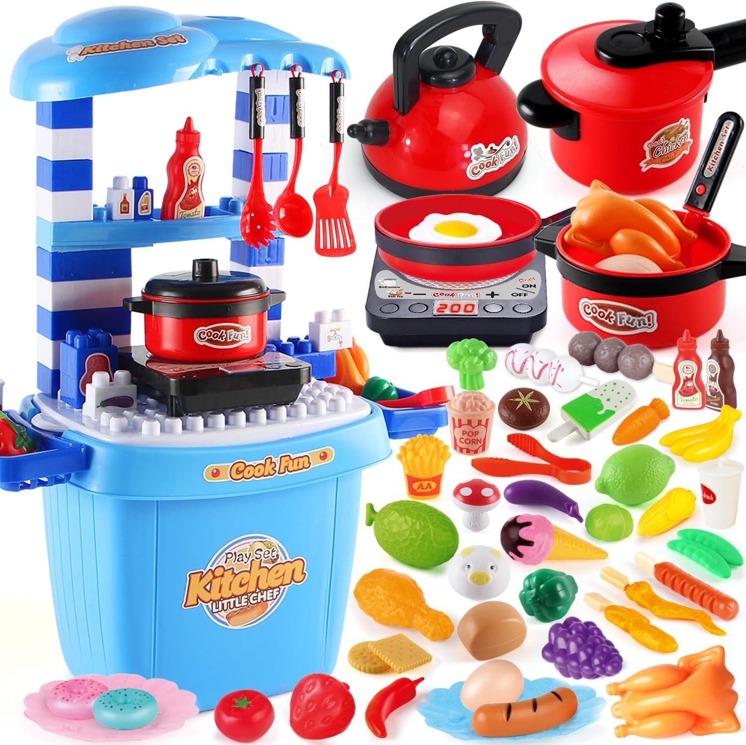 Amazon.com: Jiakora Kids Kitchen Playset, Toys Induction Cooker with ...