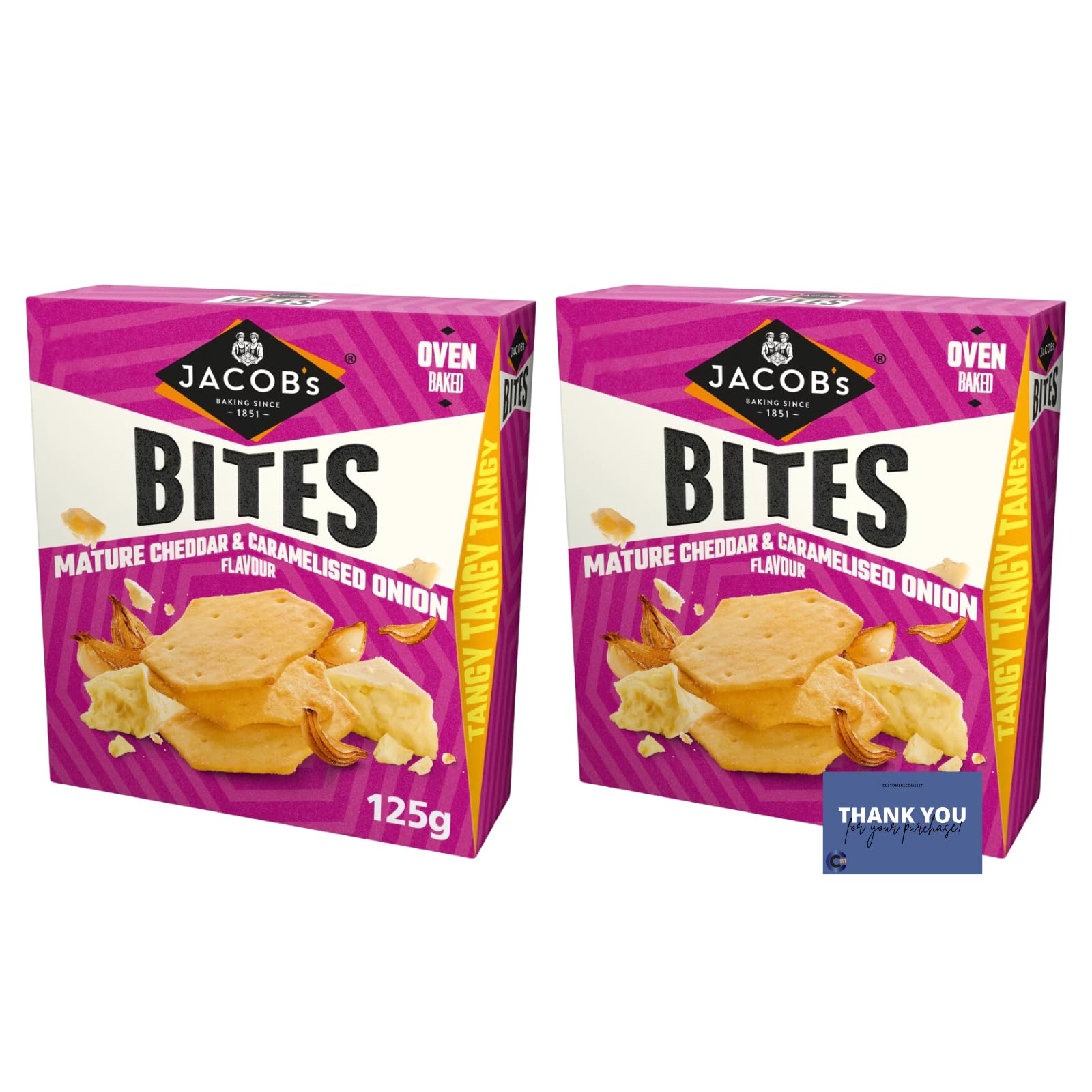 Jacob's Bites Mature Cheddar & Onion Crackers (125g x 2) - Savory Snack ...