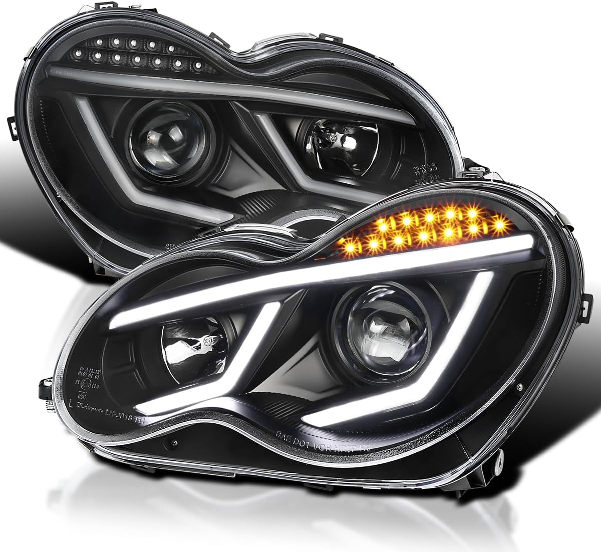 Amazon.com: Spec-D Tuning Black LED Projector Headlights Compatible ...