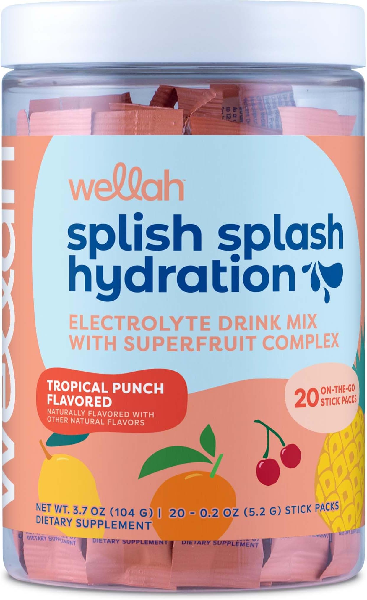Amazon.com: Wellah Splish Splash Hydration (Tropical Punch Flavor) 20 ...
