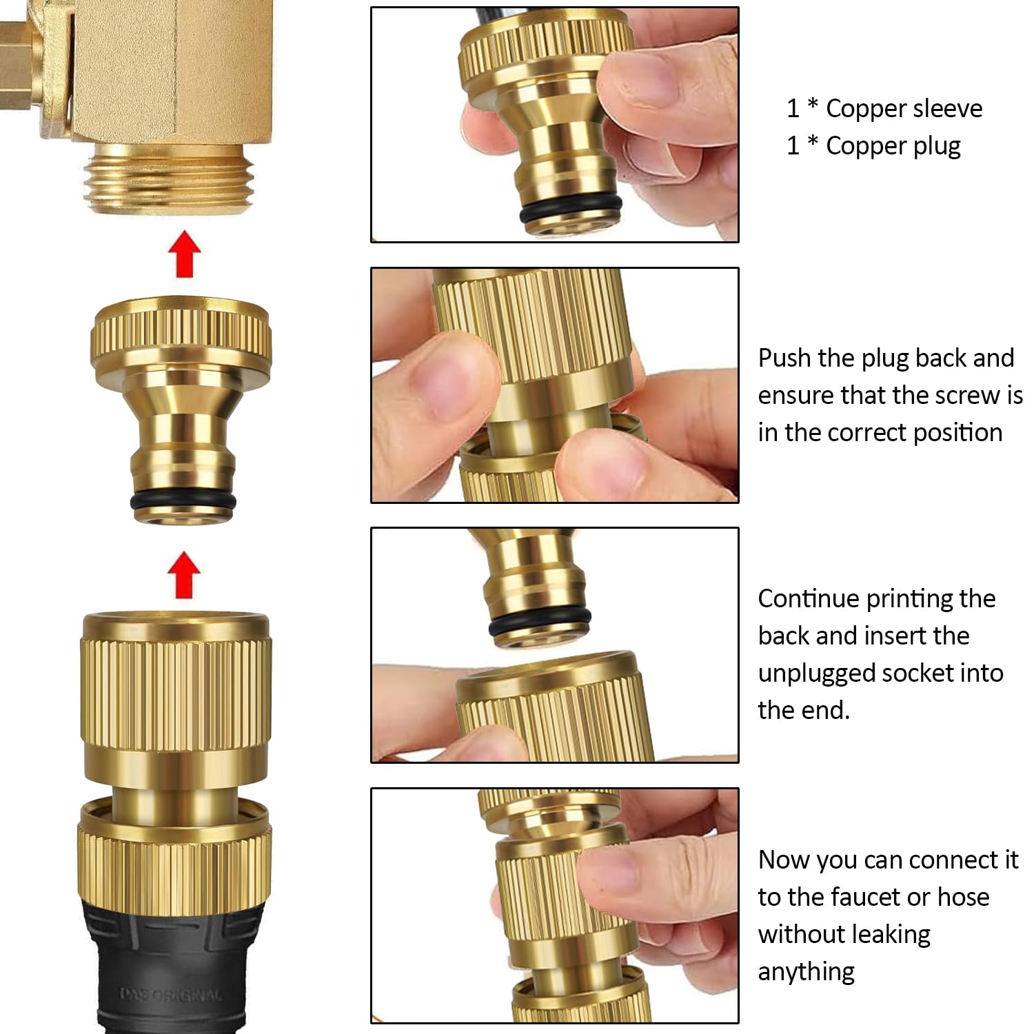 2 Pieces Garden Hose Quick Connect Fitting, Solid Brass Hose Male ...