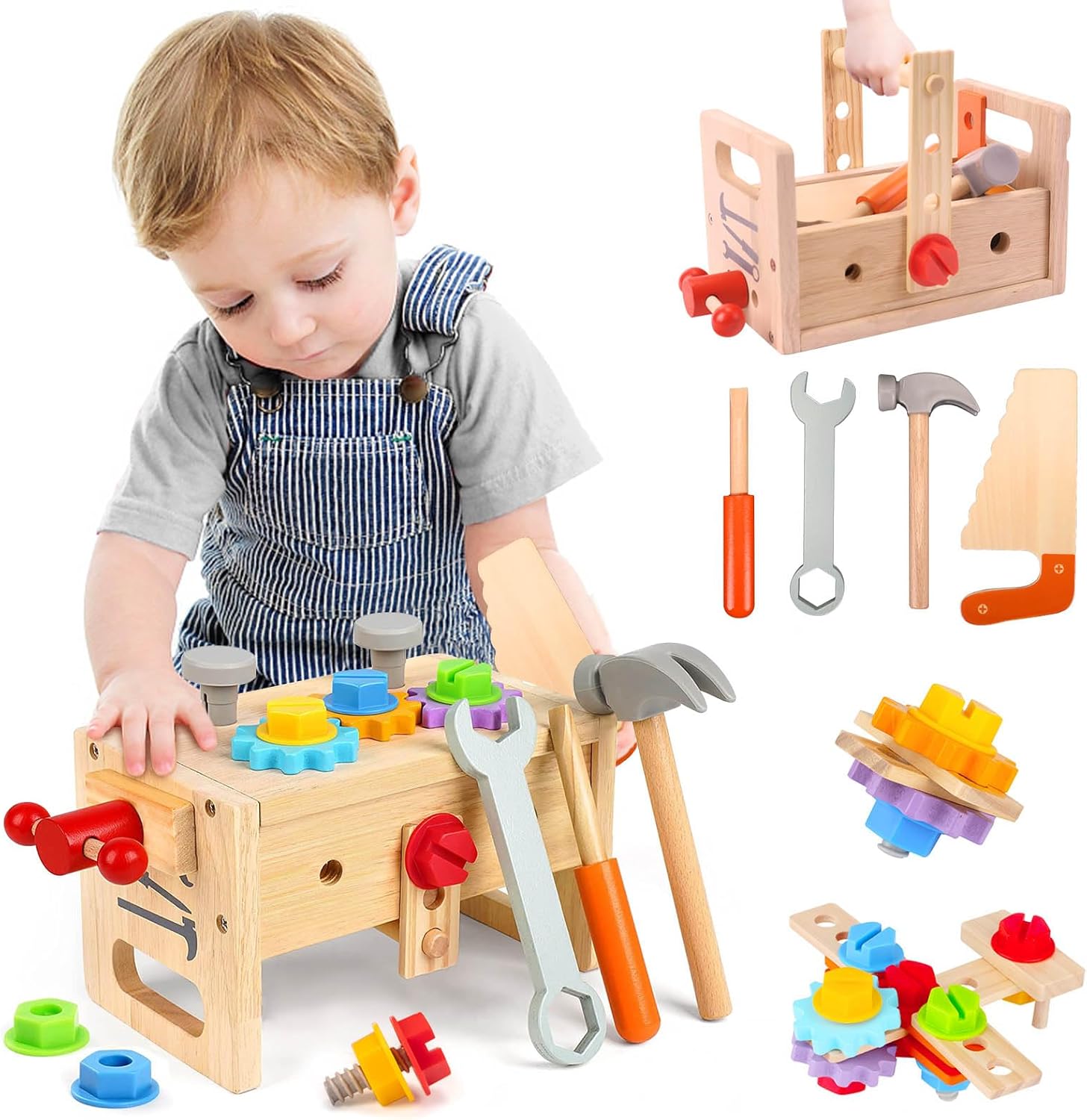 Amazon.com: Wdmiya Wooden Toddler Tool Set, Toy Tools for Toddlers 2 3 ...