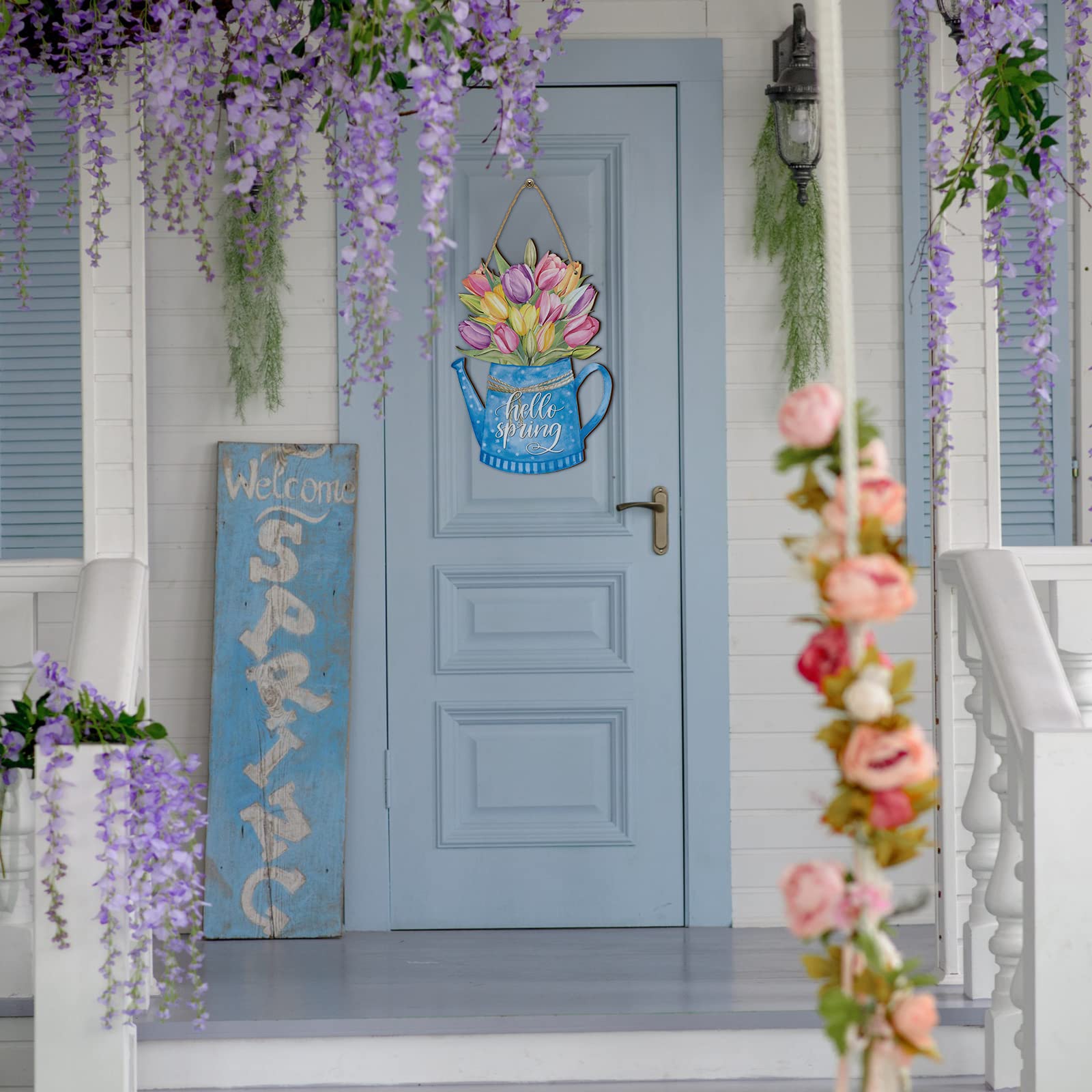 Snapklik.com : Spring Flower Door Sign Spring Door Decor Hello Spring ...