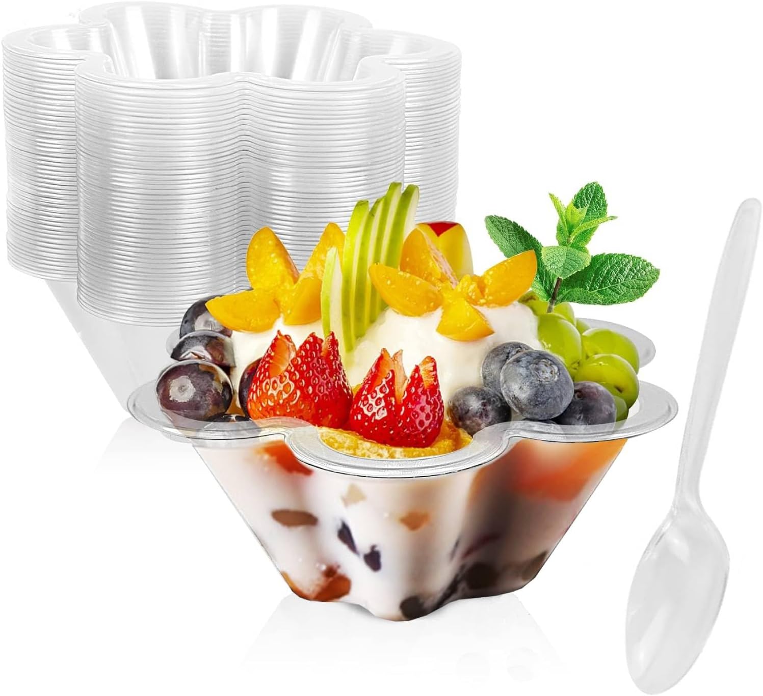 Amazon.com | 48 Pcs 5 oz Plastic Dessert Cups with Spoons Set Clear ...