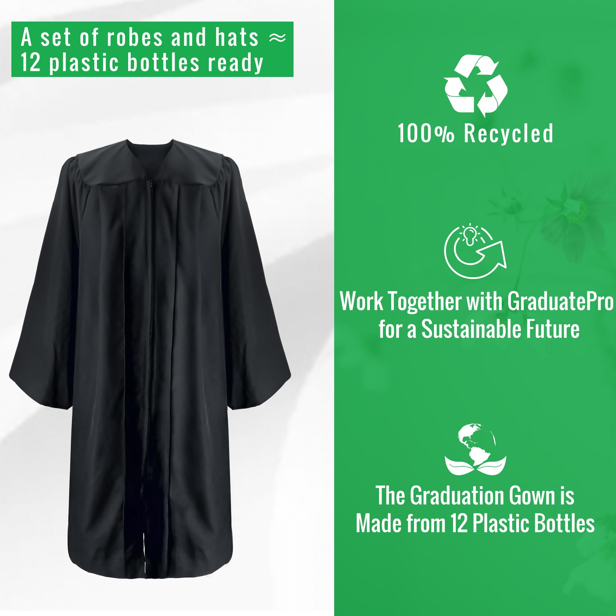 Snapklik.com : Sustainable Graduation Cap And Gown Set 100% Recycled ...