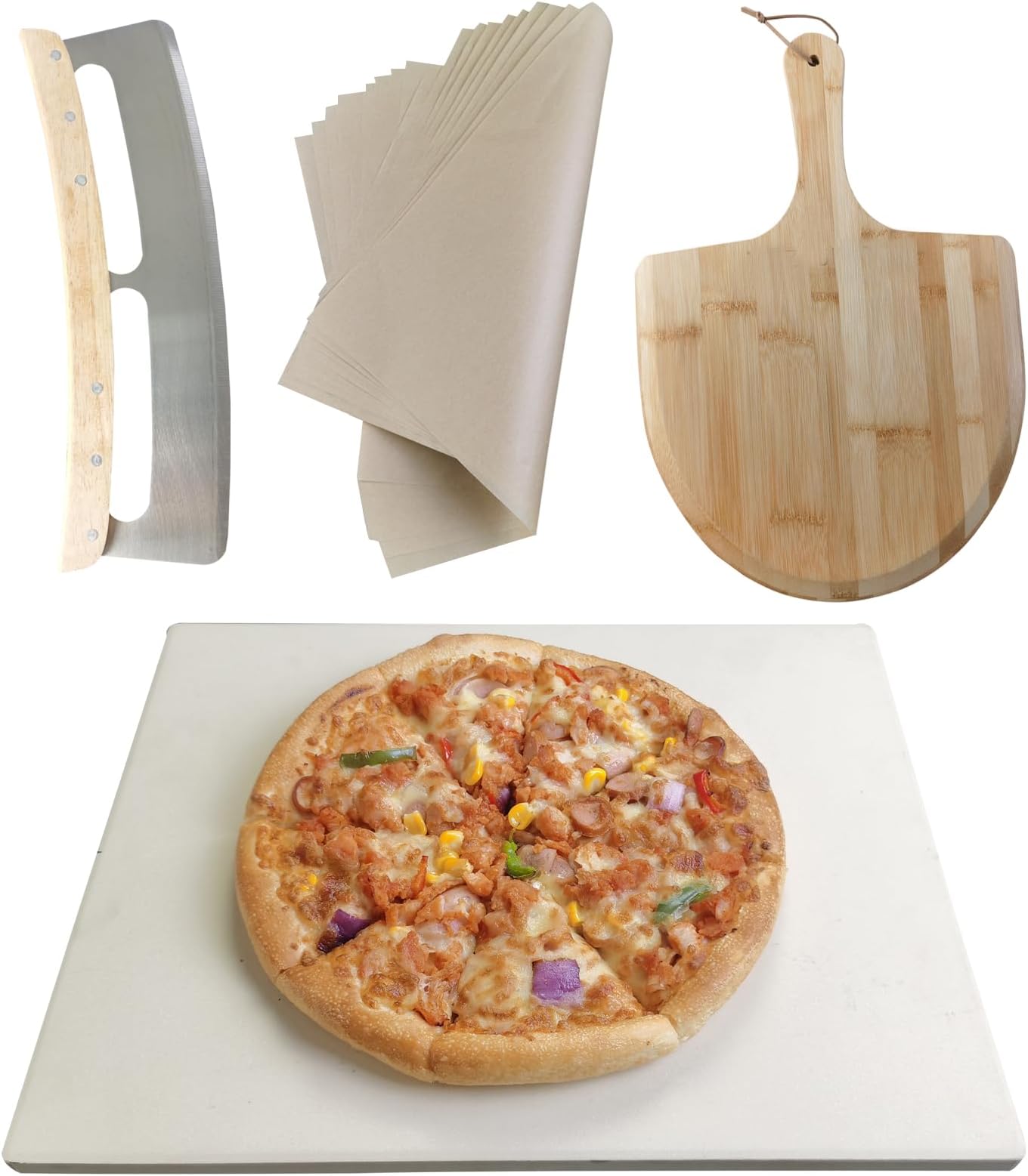 Amazon.com: Leifheit Large Square Ceramic Pizza Stone with Carrying ...
