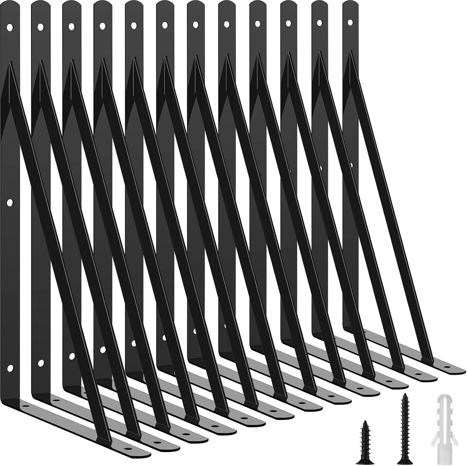 Amazon.com: 12 Pcs Heavy Duty Shelf Brackets Metal 90 Degree Triangle ...