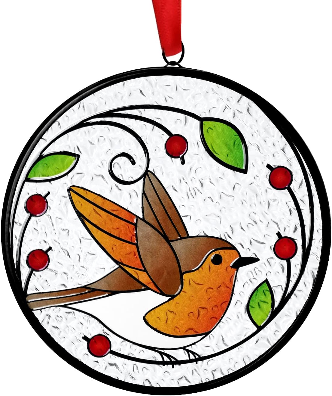 Amazon.com: Bird Stained Glass Suncatcher Robin Hand Painted Ornament ...