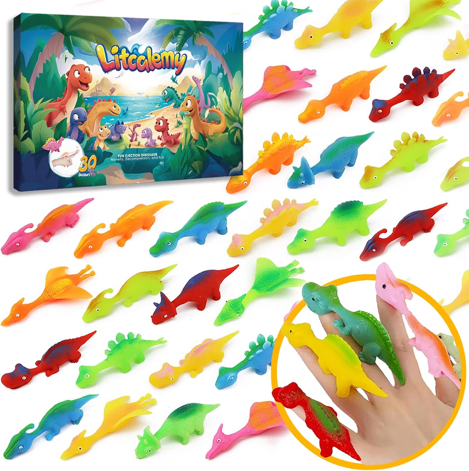 30pcs Slingshot Dinosaur Finger Toys Sticky, Interesting Sling Shot ...