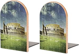 Amazon.com: Historical Colosseum in Rome Italian Printed Bookends Wood ...