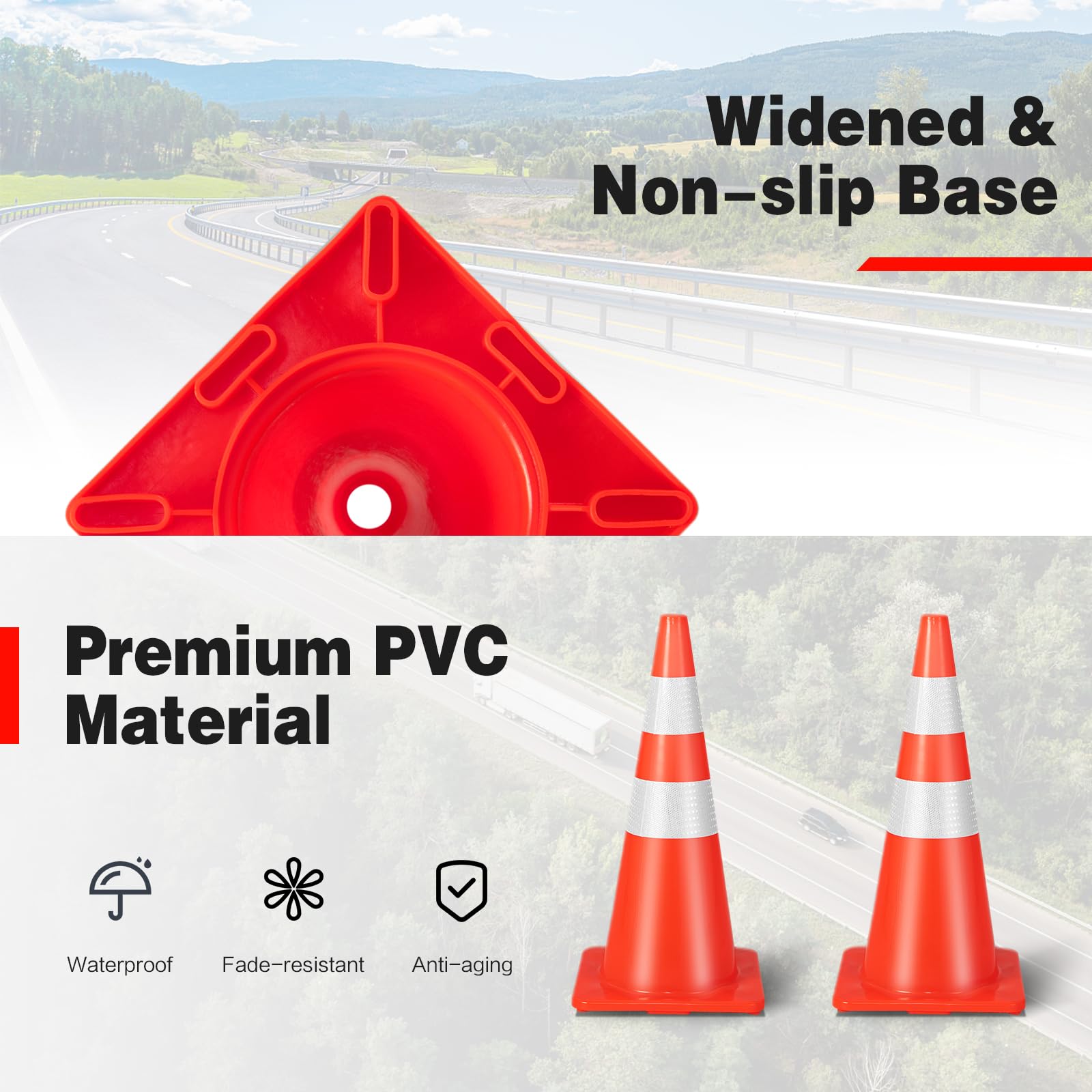 Snapklik.com : 10 Pack PVC Traffic Cones, 28 Inch Traffic Road Parking ...