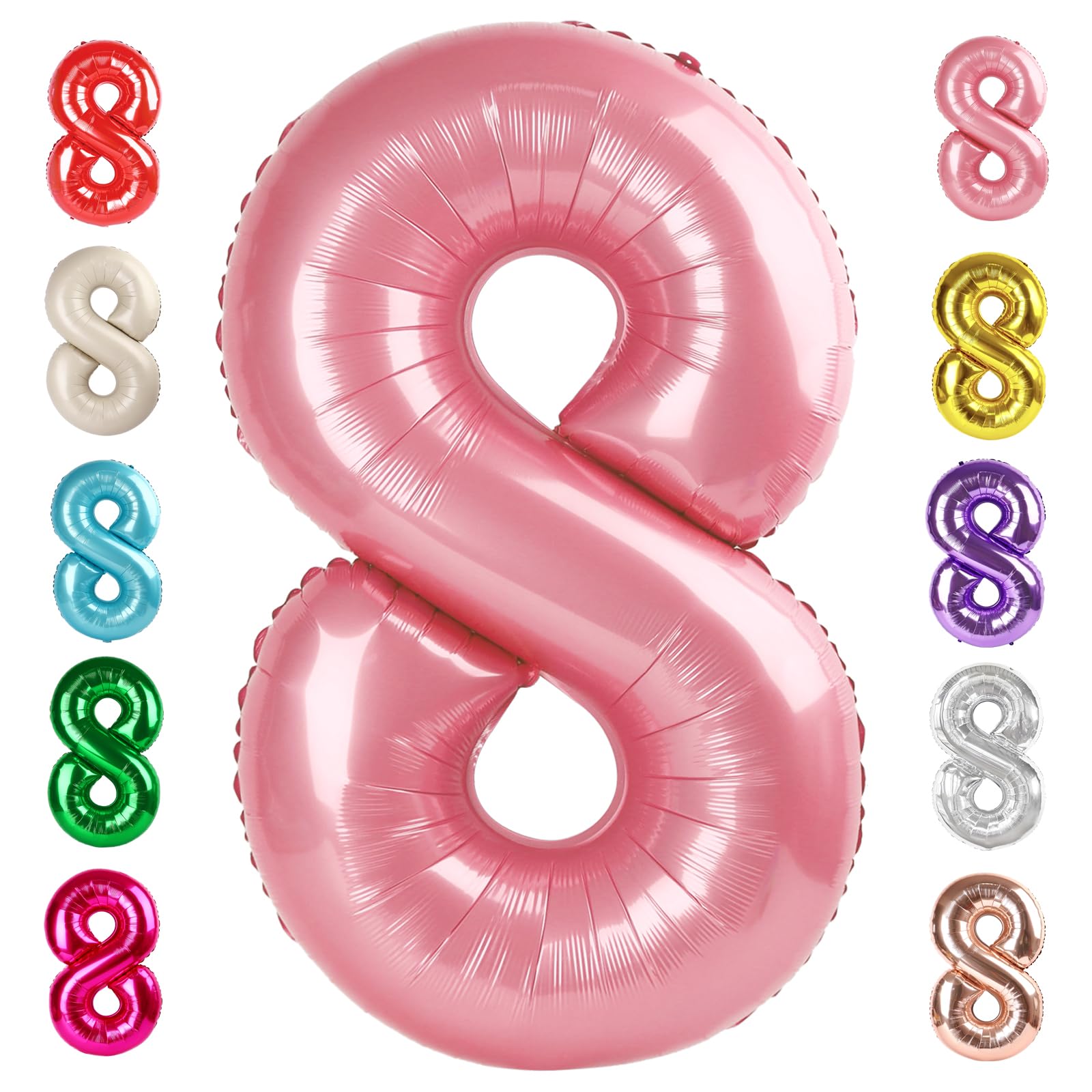 Amazon.com: 8 Balloon Pink Balloons, 8th Birthday Decorations For Girls ...