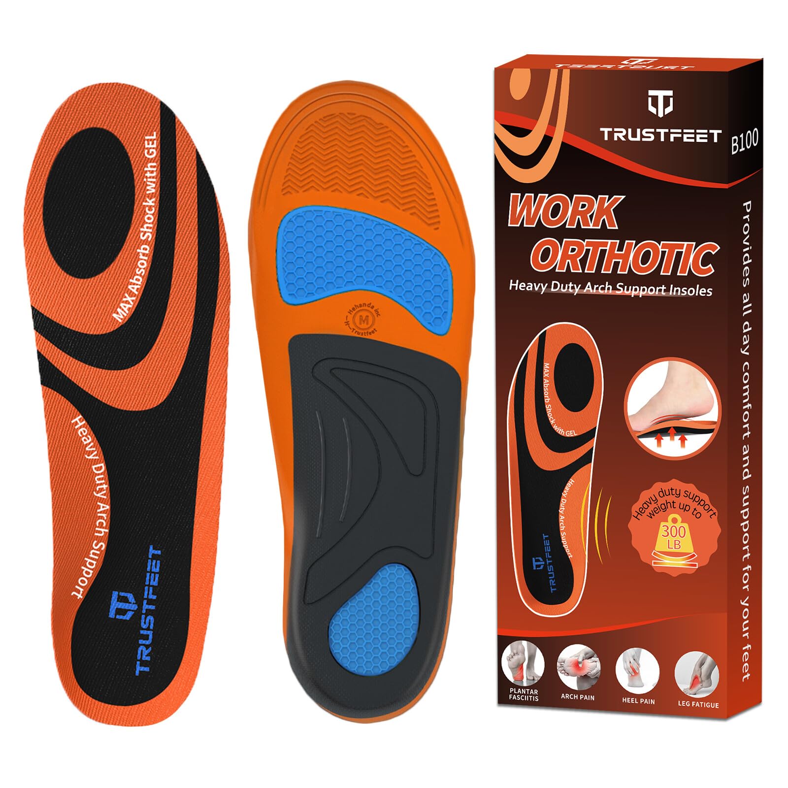Amazon.com: Trustfeet Work Insoles for Standing All Day, Heavy Duty ...