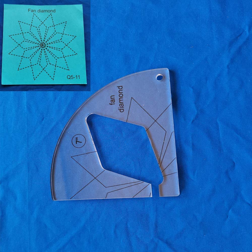 Snapklik.com : Fan Diamond Template For Quilting Fits Inside FMQ Grip 5