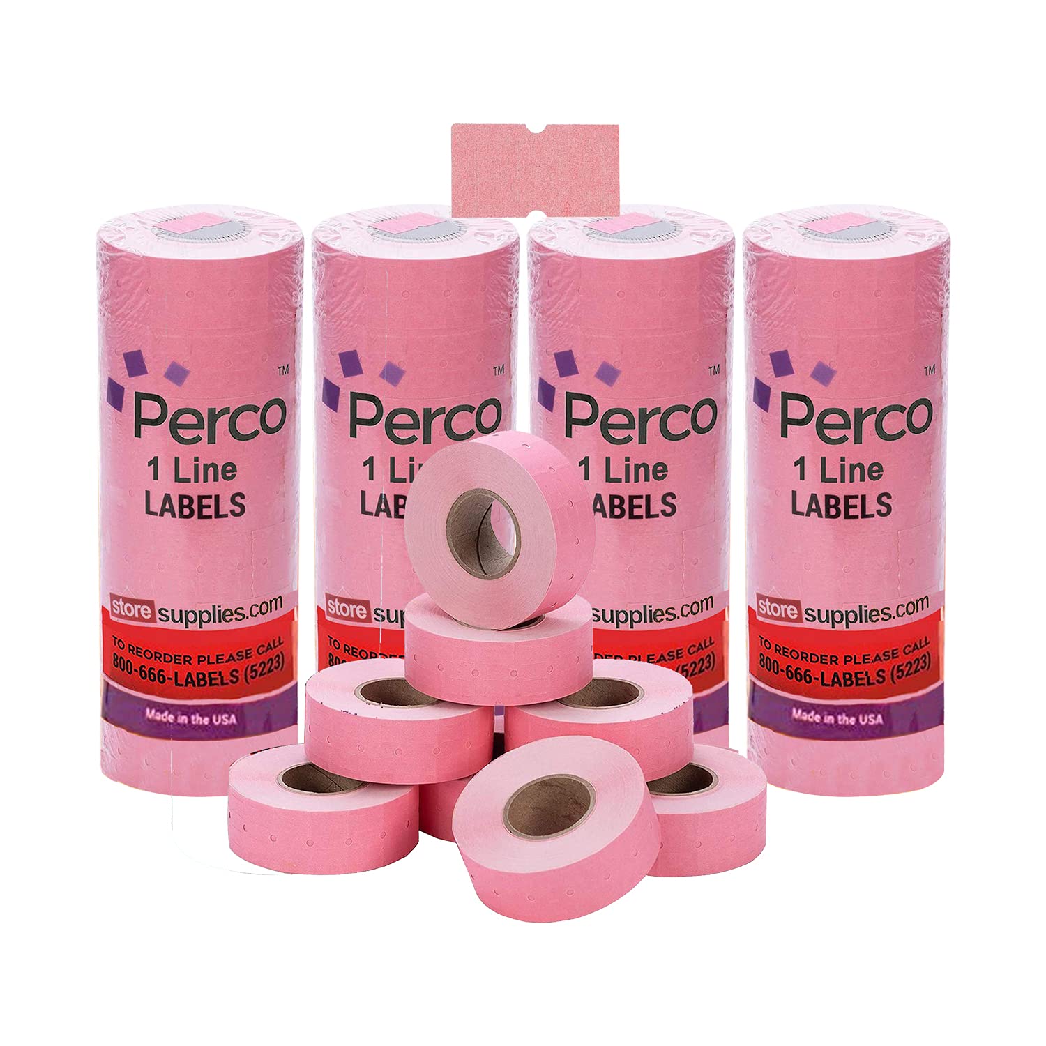 Buy Perco 1 Line Fluorescent Pink Labels - 4 Sleeve, 32,000 Blank Price ...