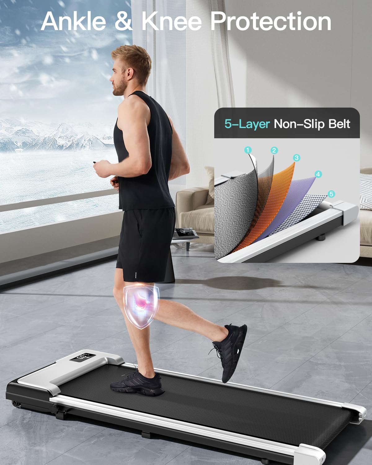 UMAY Mini Walking Pad with Wider Running Belt, 2 in 1 Foldable ...