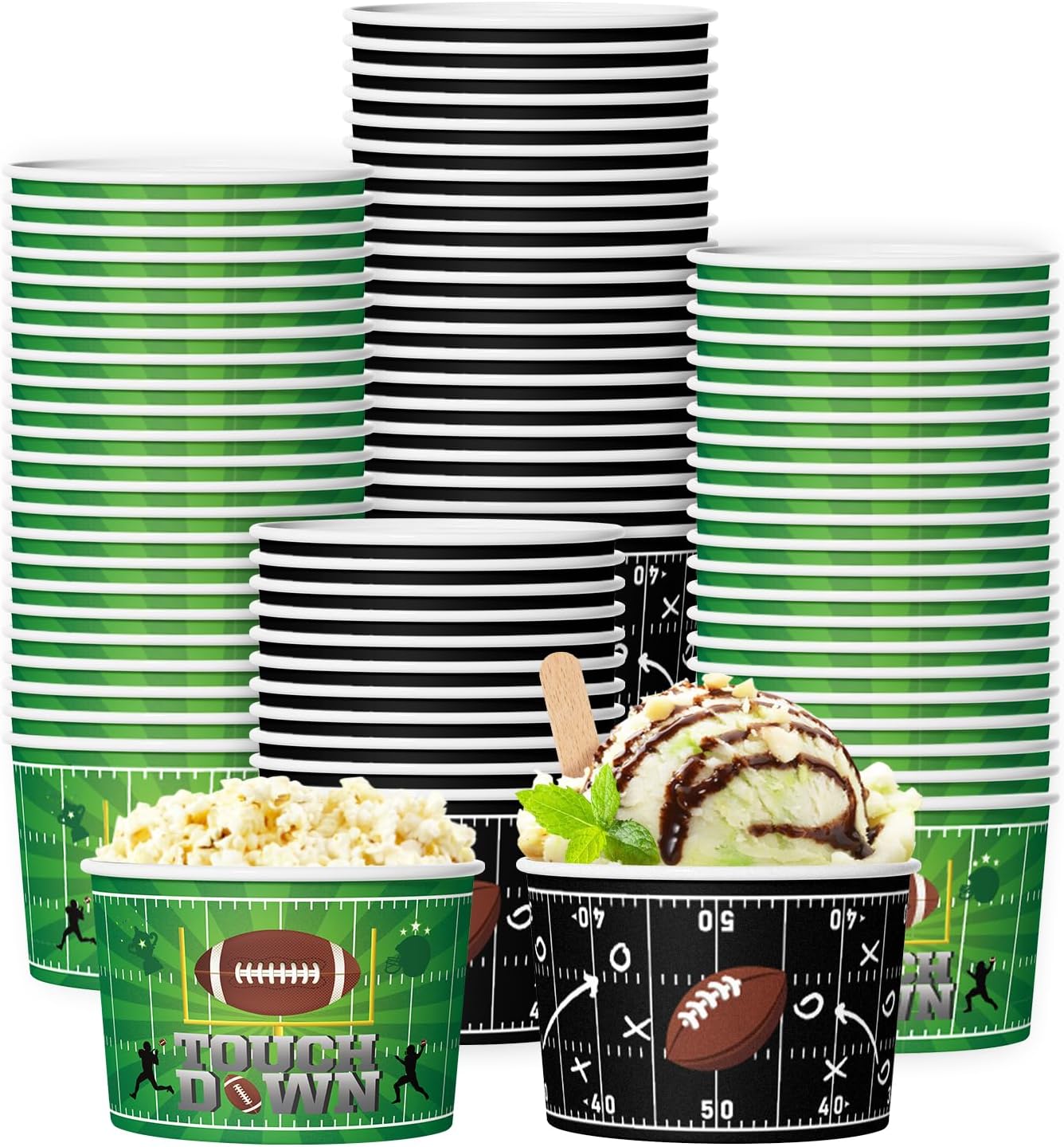 50 Pcs Football Bowls Sports Snack Bowl 9 oz Tailgate Theme Snack Cups ...