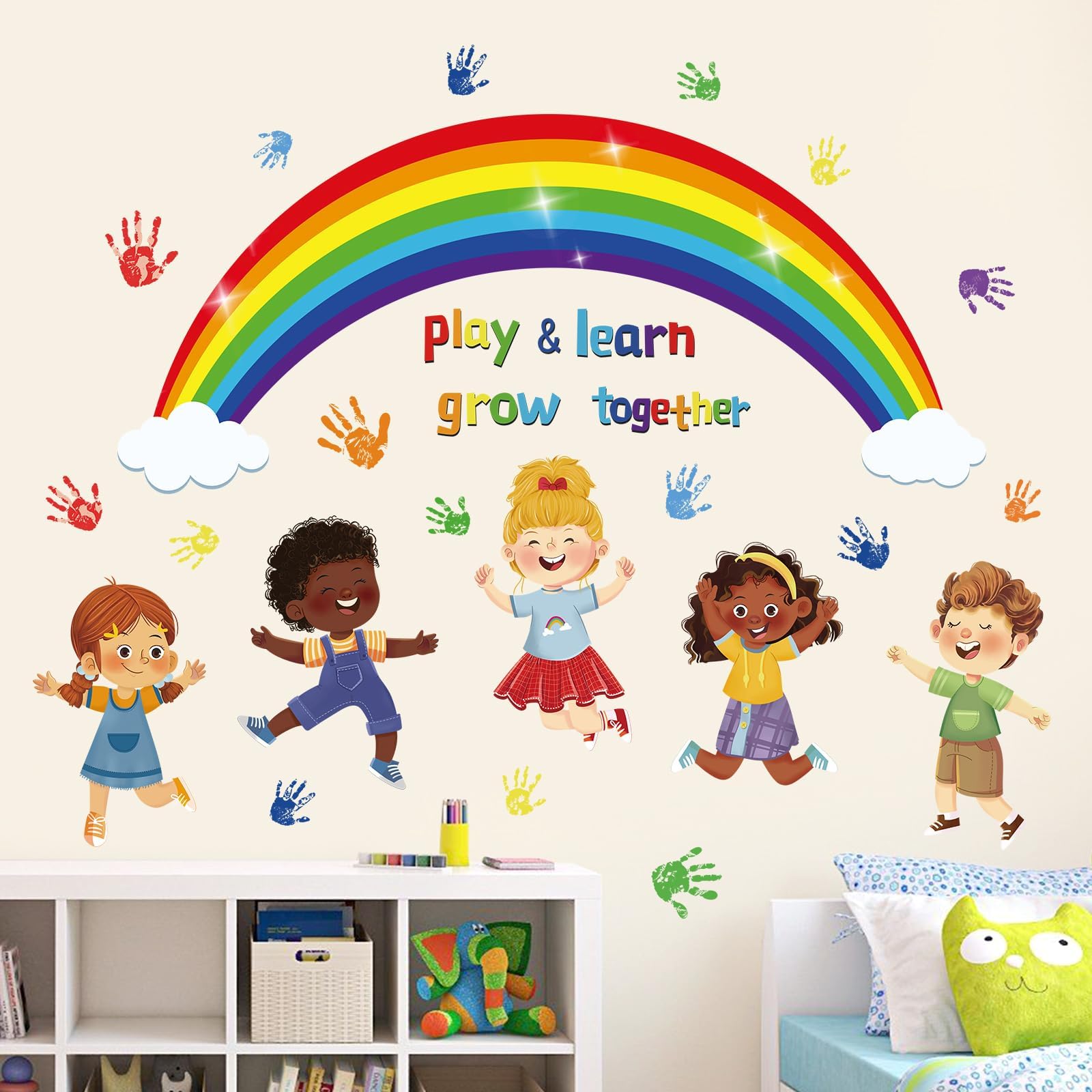 Amazon.com: Wall Stickers for Kids Wall Decor, Handprint Classroom Wall ...