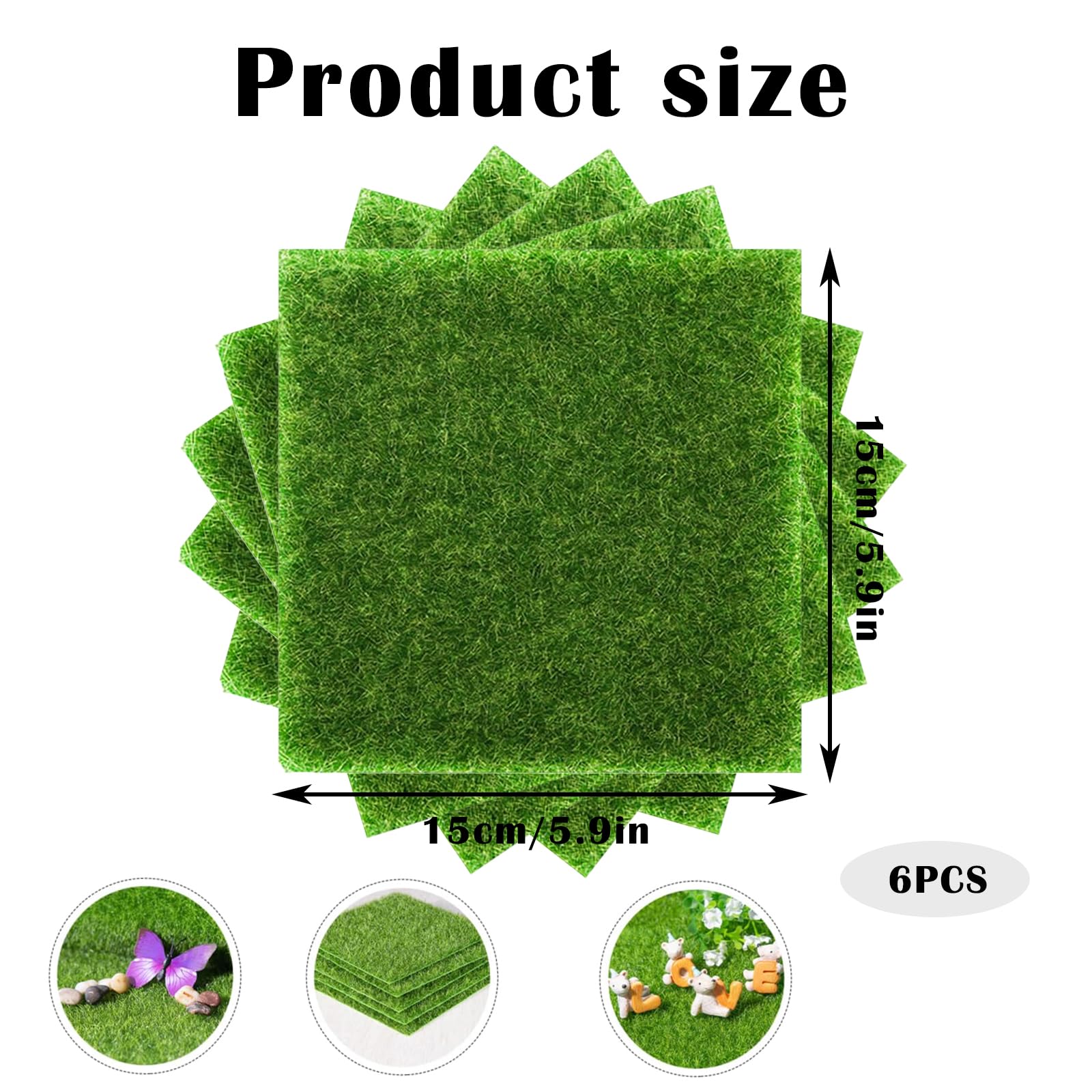 6 Pcs Fake Grass, Grass Mat, Model Grass, Artificial Grass Mat, 15cm X ...