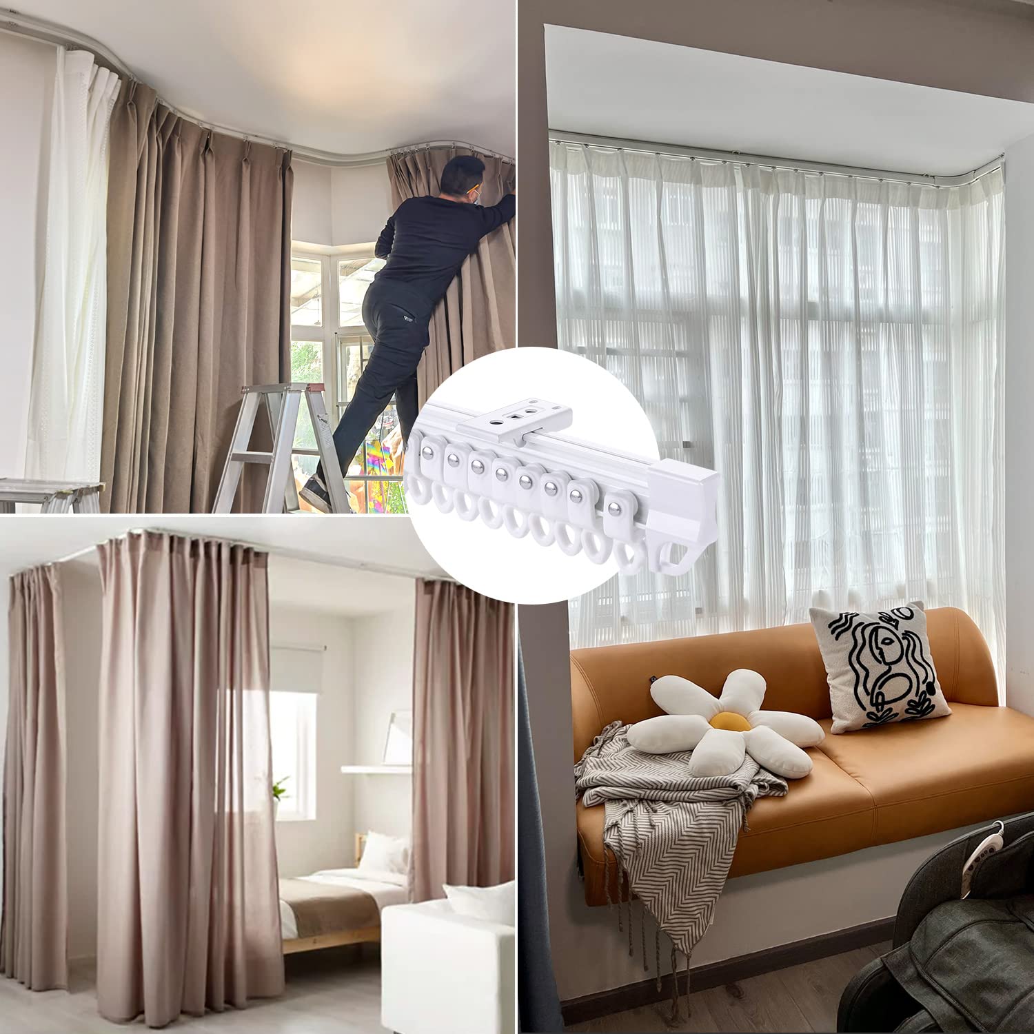 Snapklik.com : Flexible Bendable Curtain Track, 5M/16.4FT White Rail ...