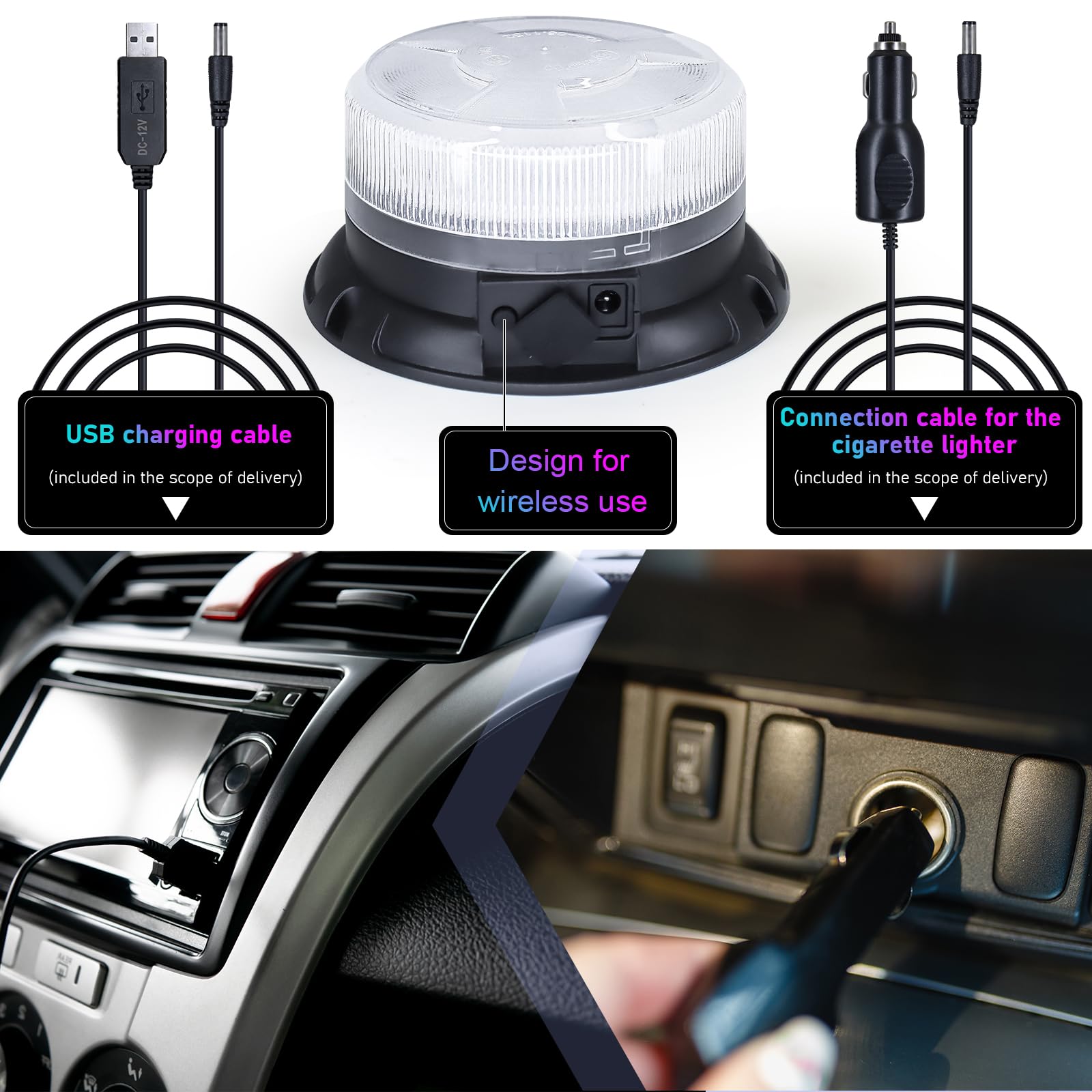 Snapklik.com : Wireless Magnetic LED Beacon Light,Purple Green Blue ...