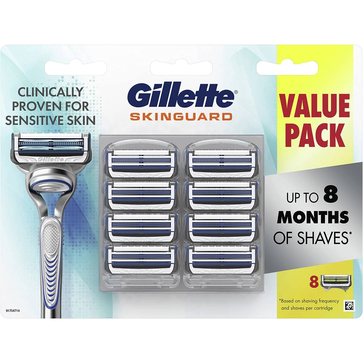 Gillette Men's Skinguard Razor Blades (Pack of 8) : Amazon.com.au ...
