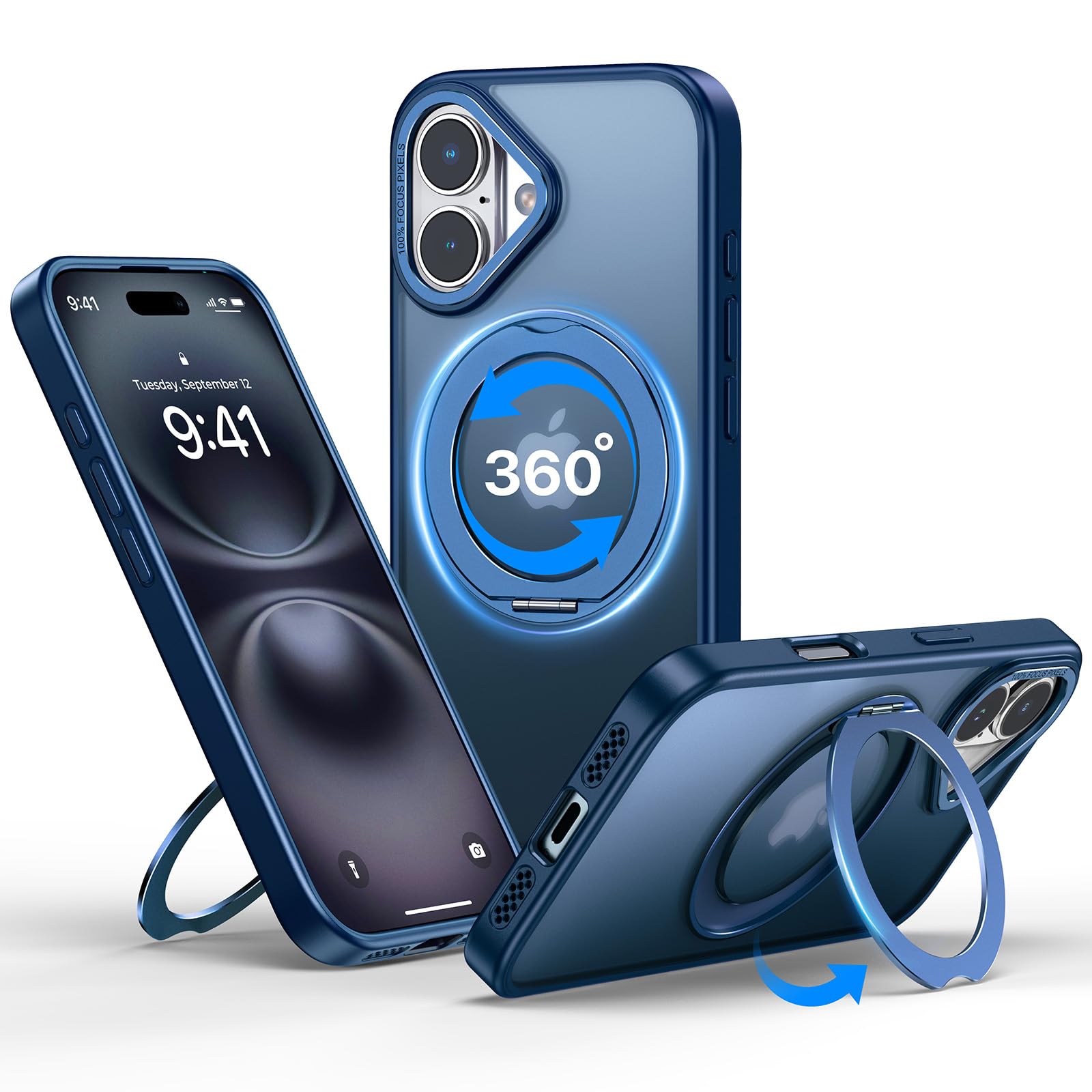 Amazon.com: QTlier for iPhone 16 Case, 360° Rotatable Ring Stand ...