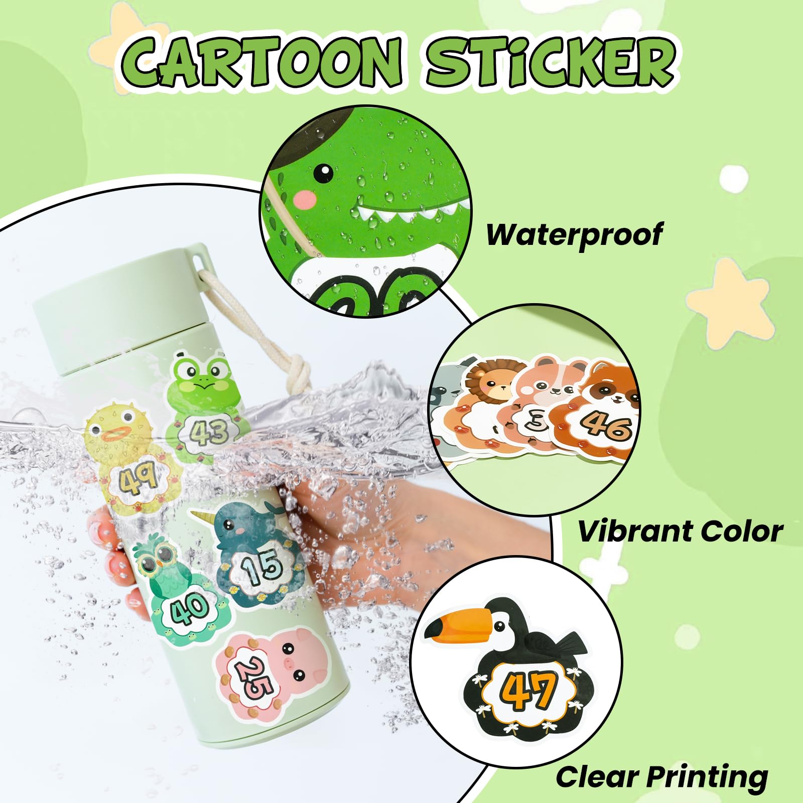 Snapklik.com : 50 Pieces Animal Numbers Stickers, Colorful Mini Number ...
