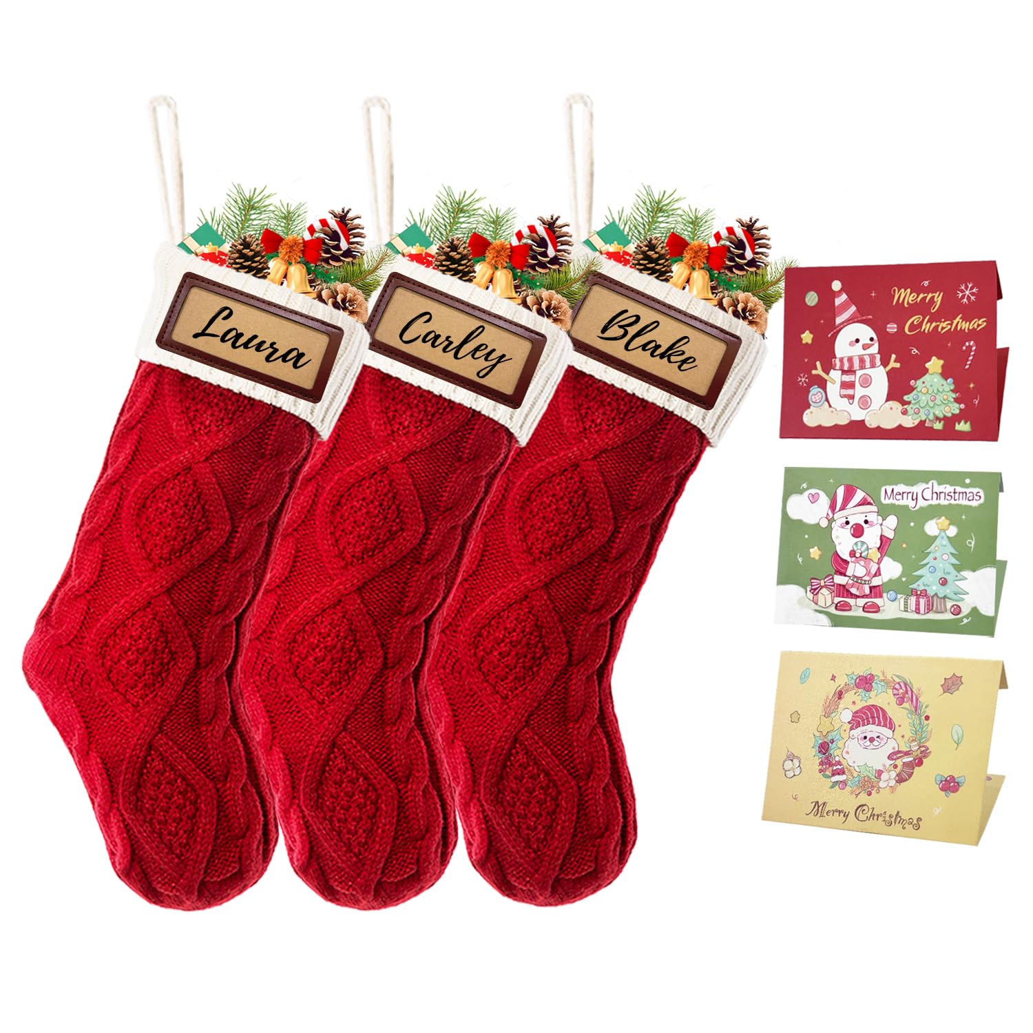 Amazon.com: Ulico Personalized Christmas Stocking with Leather Patches ...