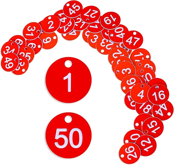 Amazon.com : Plastic ID Number Tags, 1-50 Number Colorful Marking ...