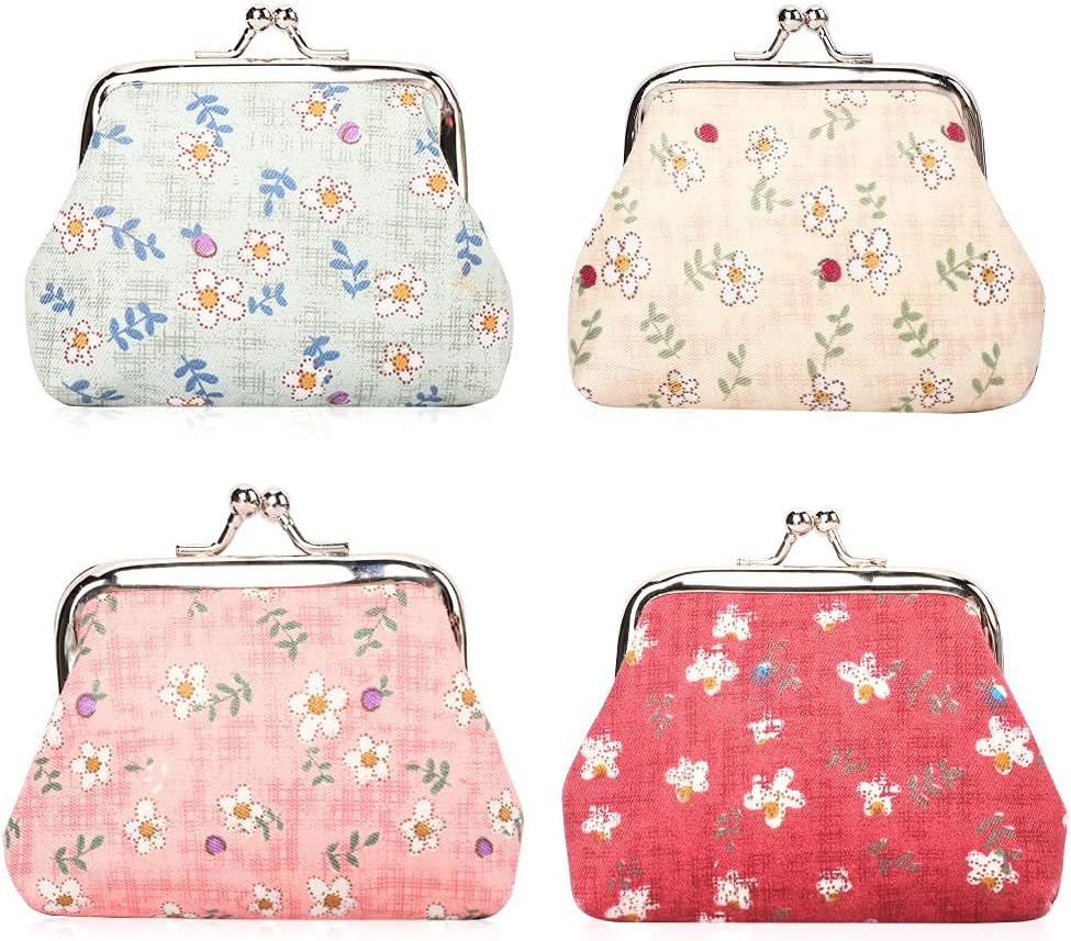 Amazon.com: Oyachic 4Pcs Floral Coin Purse Vintage Change Pouch Canvas ...