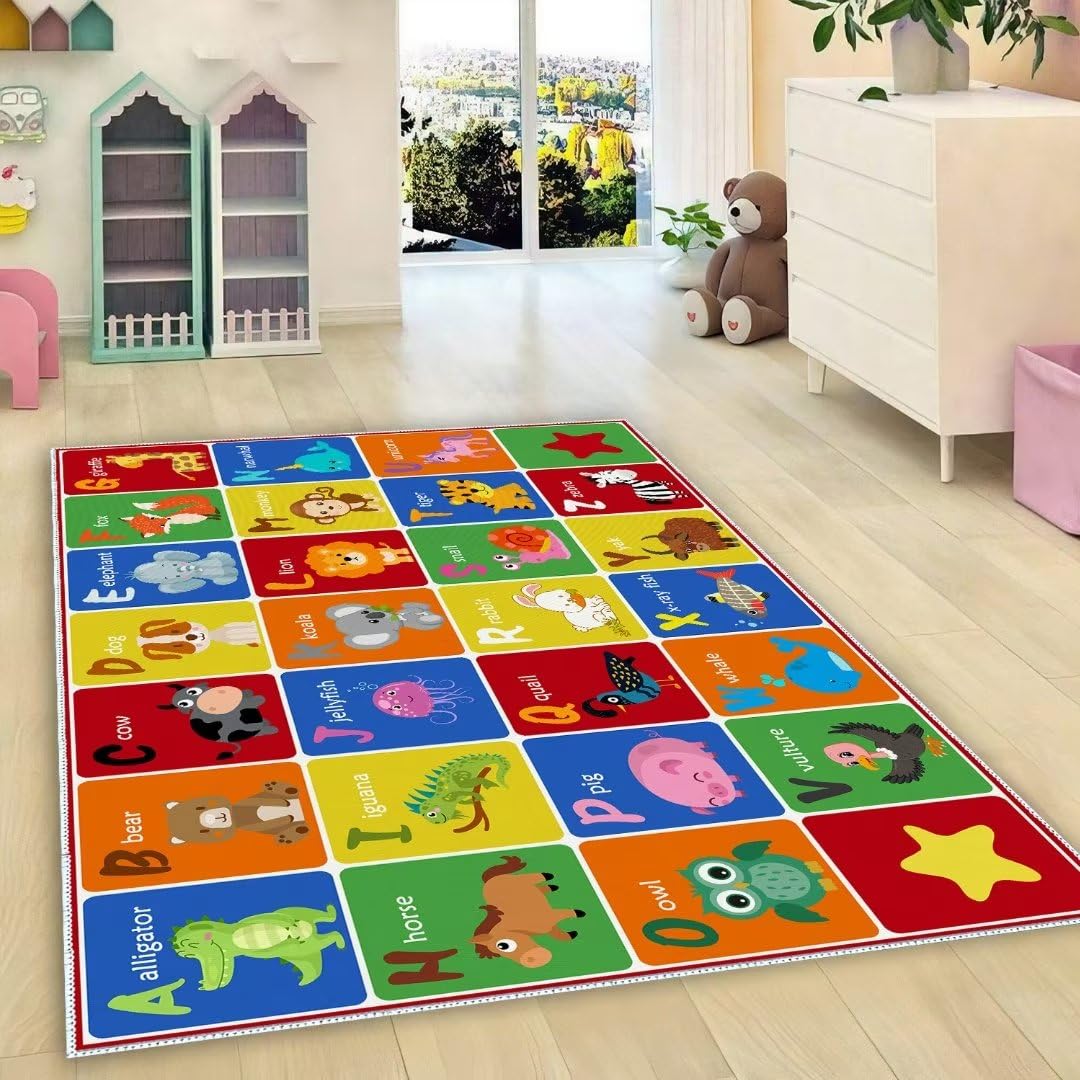 Amazon.com: SXYLPP ABC Alphabet Animal Rug, Educational Letter Learning ...