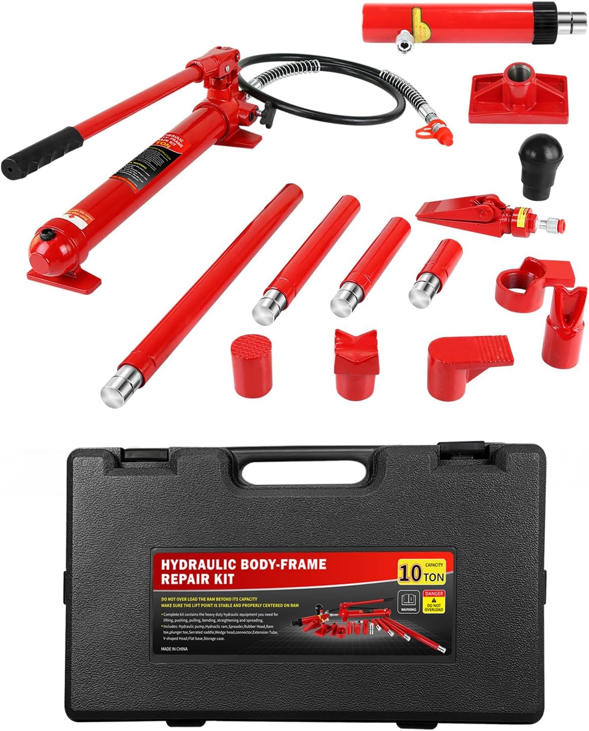 Amazon.com: 10 Ton Porta Power Hydraulic Jack Kit, 20000 LBS Capacity Heavy Duty Portable ...