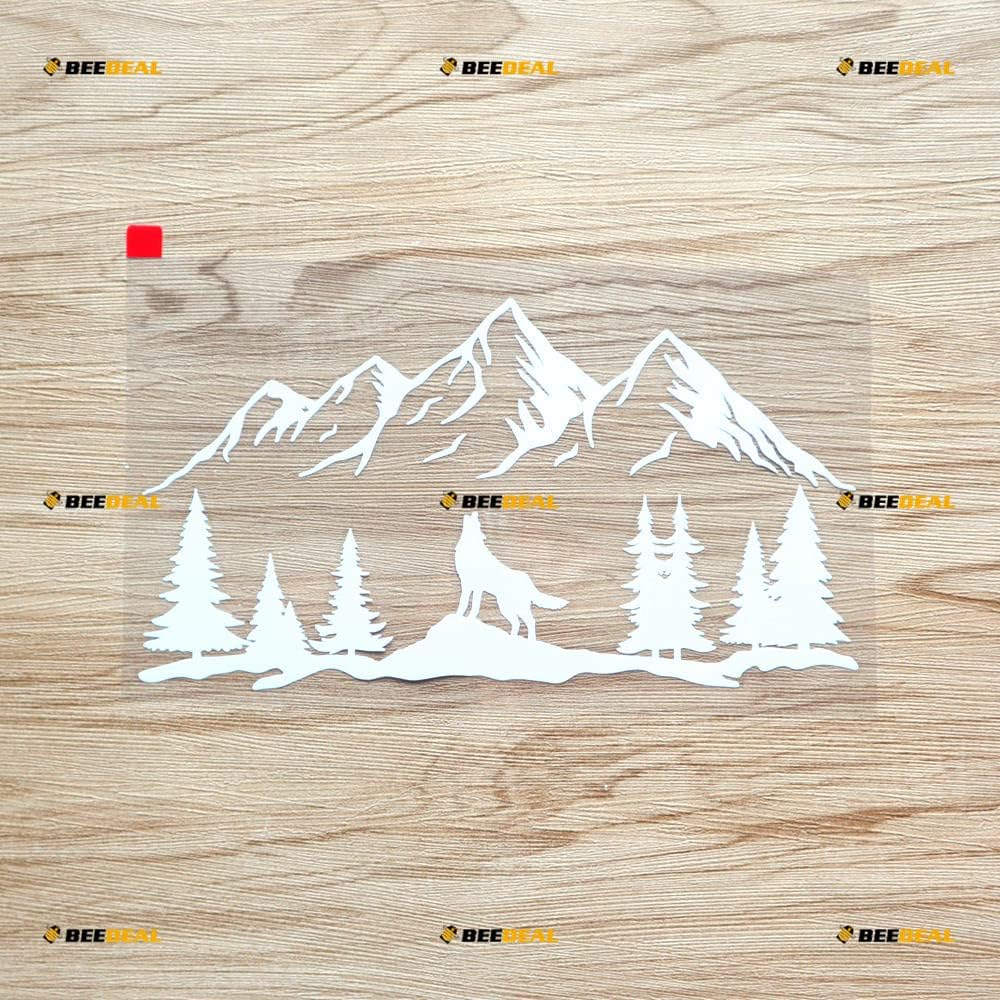 Amazon.com - Mountain Wolf Howling Wolves Pine Trees Wood Sticker Decal ...
