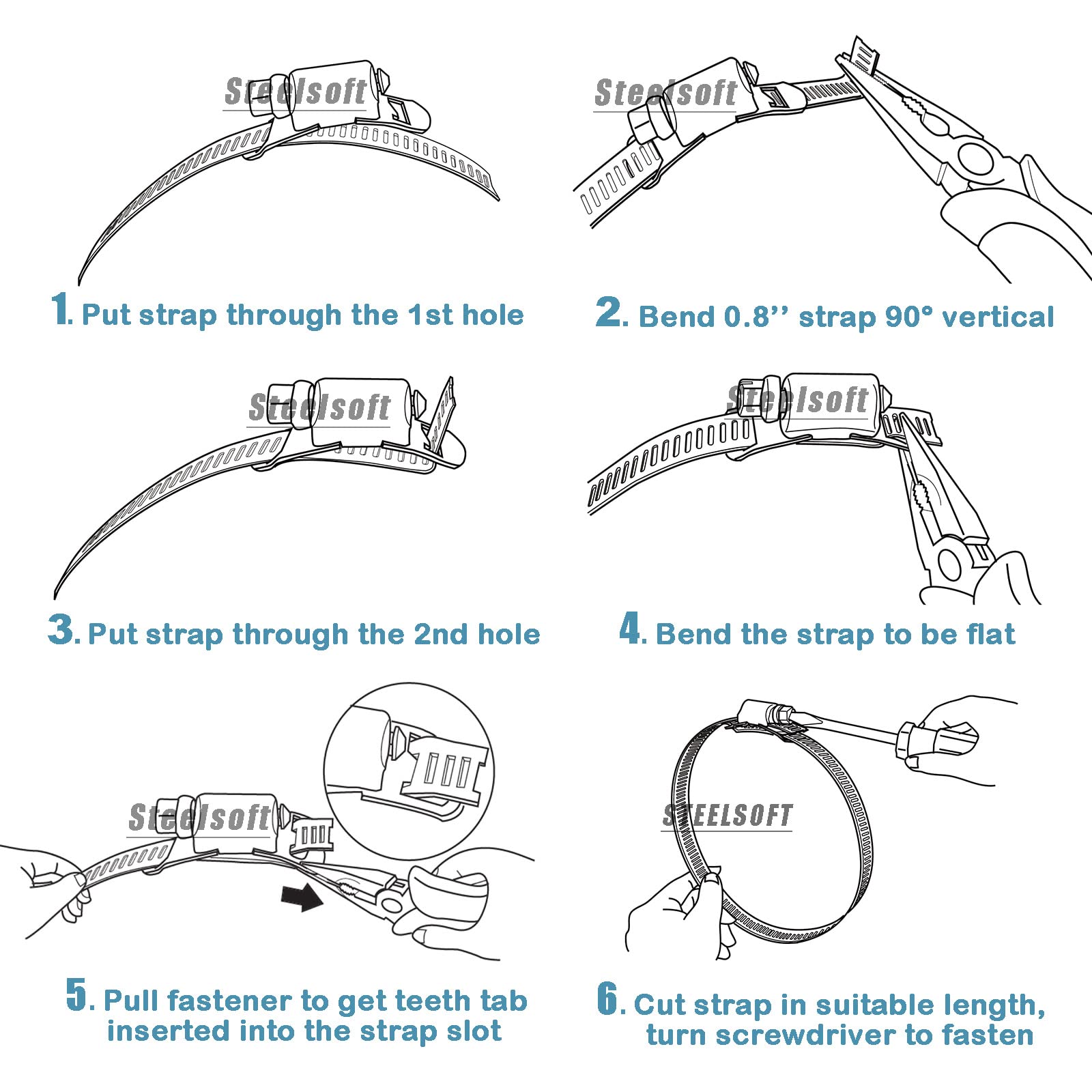 Snapklik.com : STEELSOFT Stainless Steel Band Clamp System, DIY, Large ...