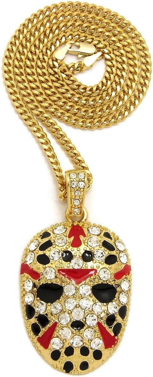 Pyramid Jeweler Mens Iced Out Rapper Mask Hip Hop Pendant 24" Box ...